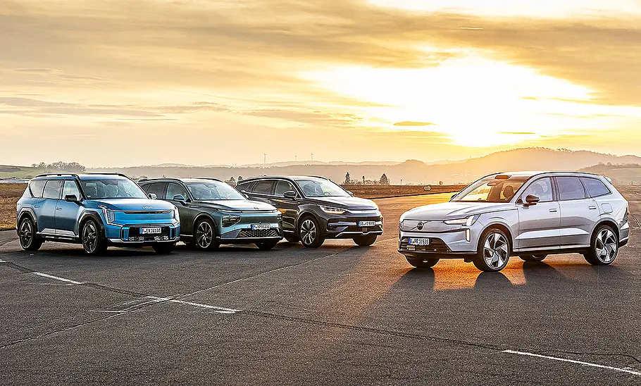E-SUV im Test: Kia EV9 vs. Xpeng G9, BYD Tang & Volvo EX90