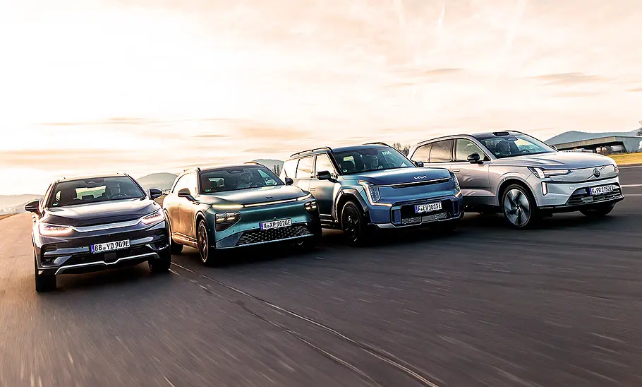 E-SUV im Test: Kia EV9 vs. Xpeng G9, BYD Tang & Volvo EX90
