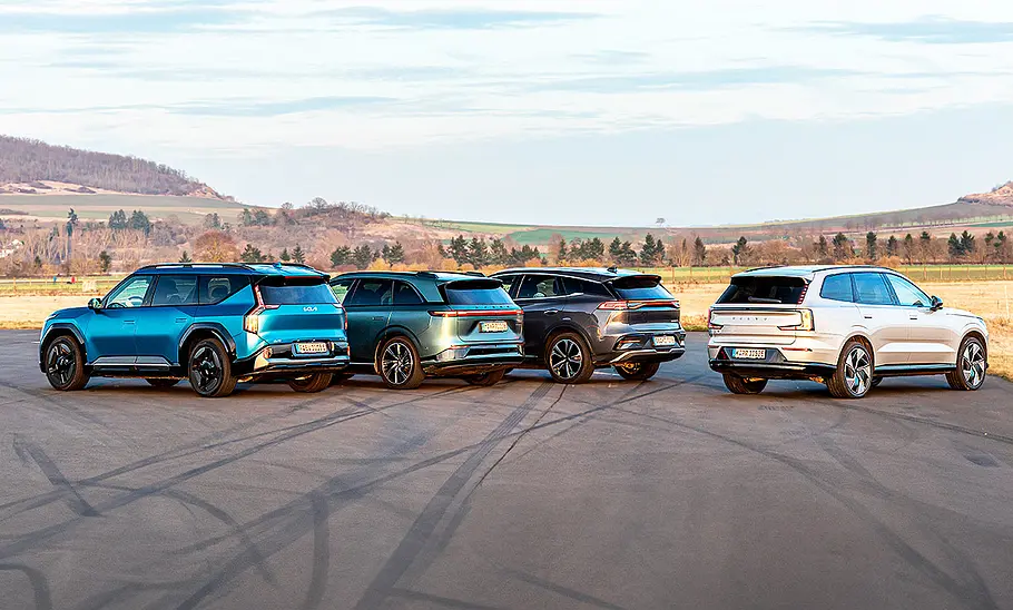 E-SUV im Test: Kia EV9 vs. Xpeng G9, BYD Tang & Volvo EX90