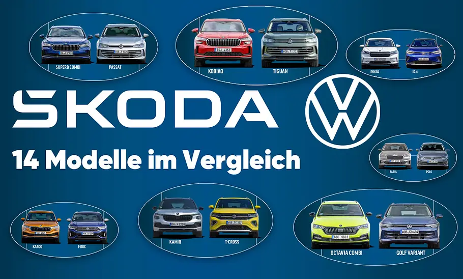 Skoda vs. VW: 14 Autos im großen Markenvergleich